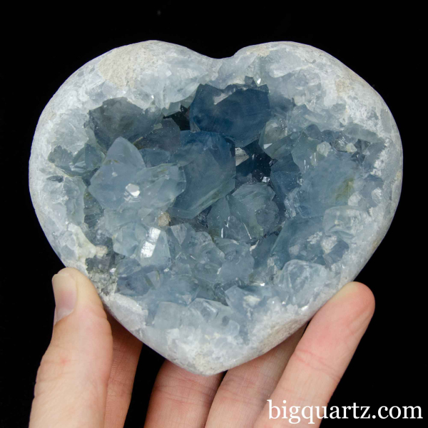 Celestite Geode Heart, 1.5 Pounds (Madagascar #H0194) 4 inches