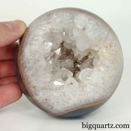 Quartz & Agate Geode Sphere, 1.2 Pounds (Brazil #G0328) 3 inches